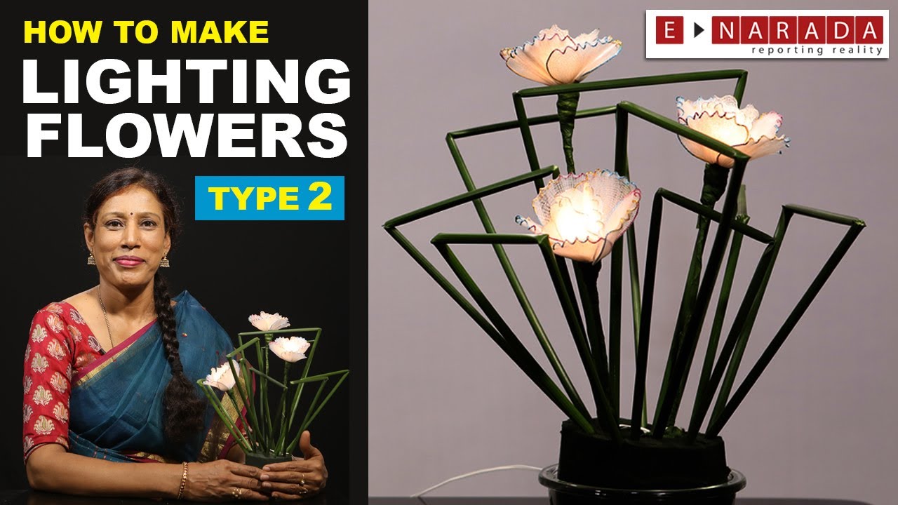 How to make Lighting flowers | stocking cloth flower making | LED ...