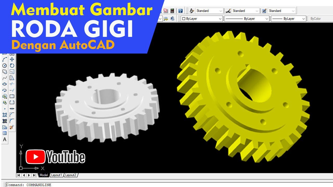 Cara Membuat Gambar Roda Gigi 3 Dimensi dengan AutoCAD - YouTube