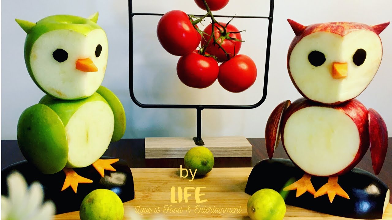 How to Make Apple Owl , Carving with Apple , Apple Carving , Apple Owl ...