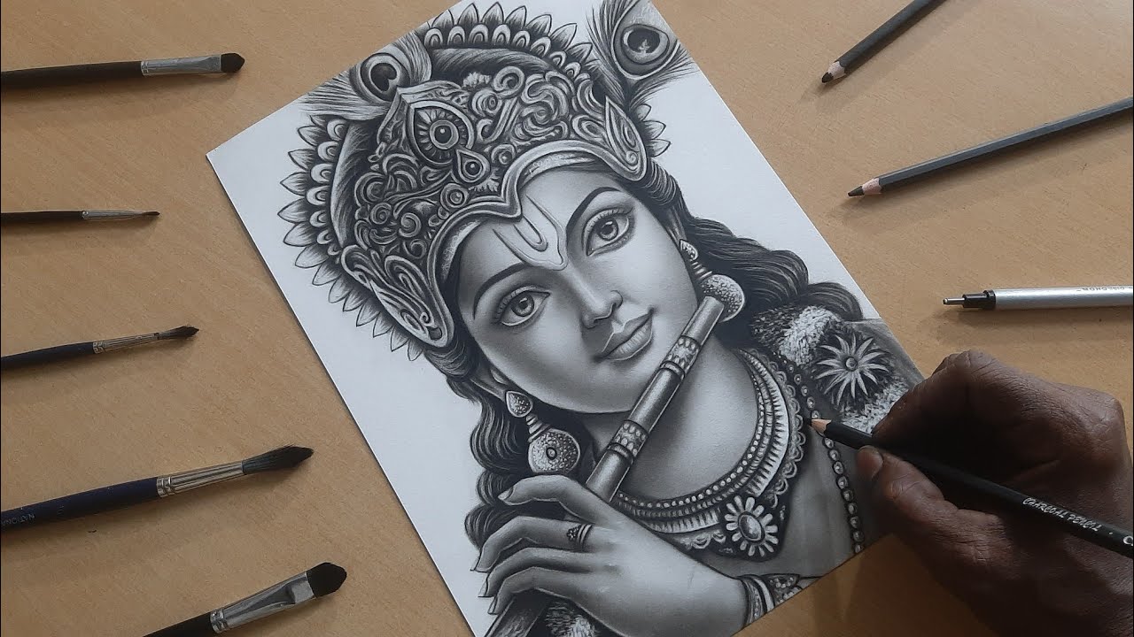 "Hyper Realistic Drawing of Shree Krishna : sri krishna drawing ...