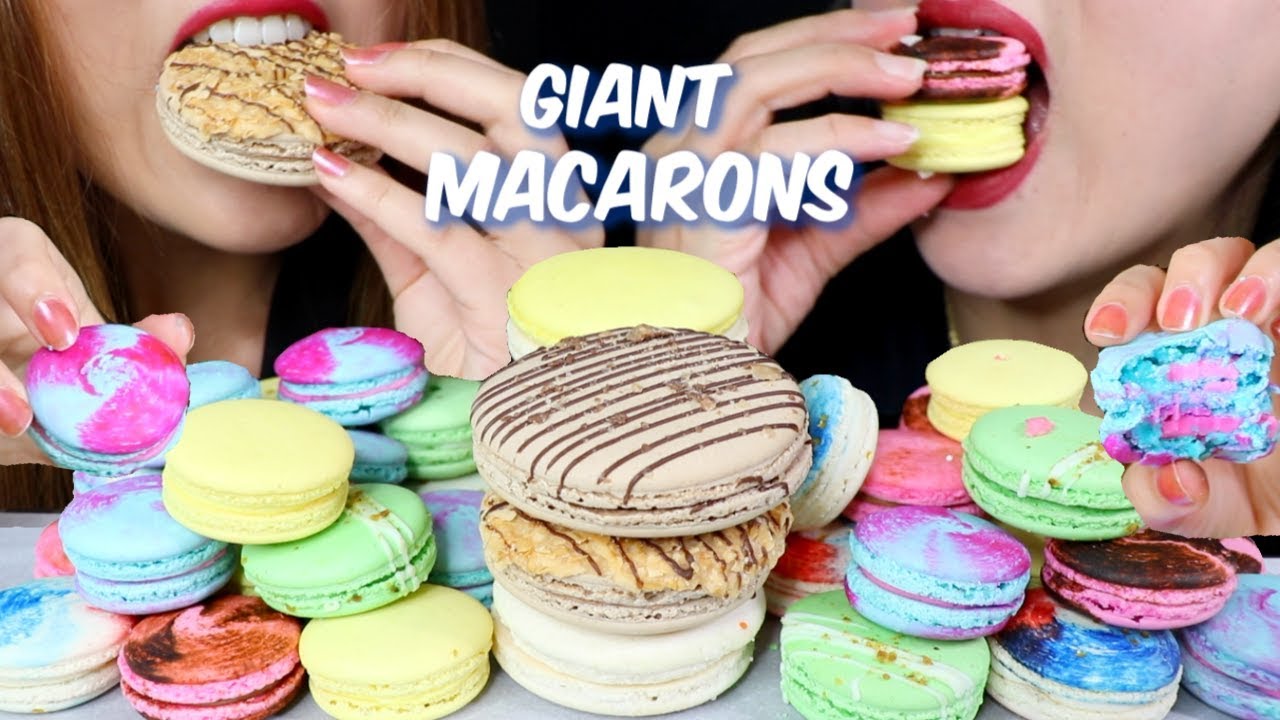 ASMR MACARON PARTY (GIANT MACARONS) 마카롱 리얼사운드 먹방 マカロン | Kim&Liz ASMR ...