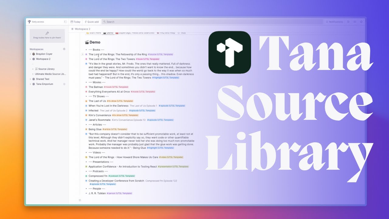 The Tana Ultimate Media Source Library Template (TRACK BOOKS, MOVIES, TV SHOWS, ARTICLES AND ...