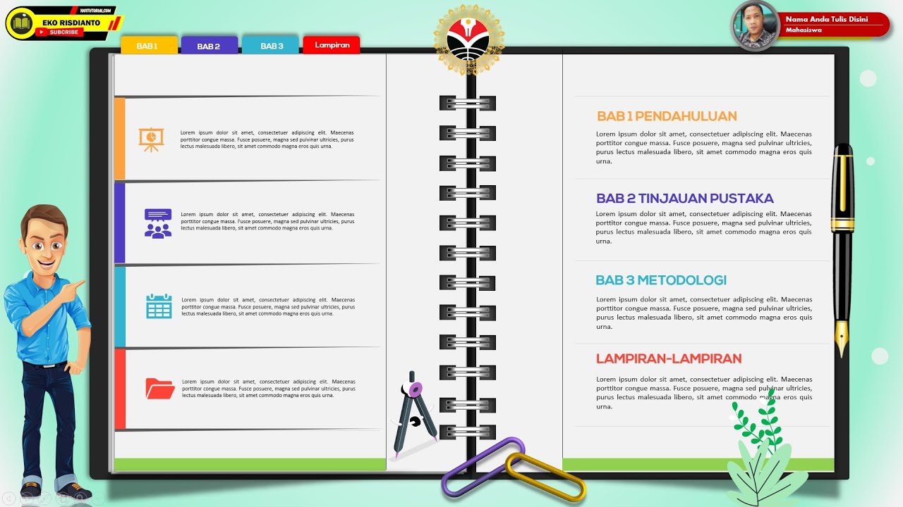 Membuat Template Presentasi Powerpoint yang menarik Tema Buku 182 - YouTube