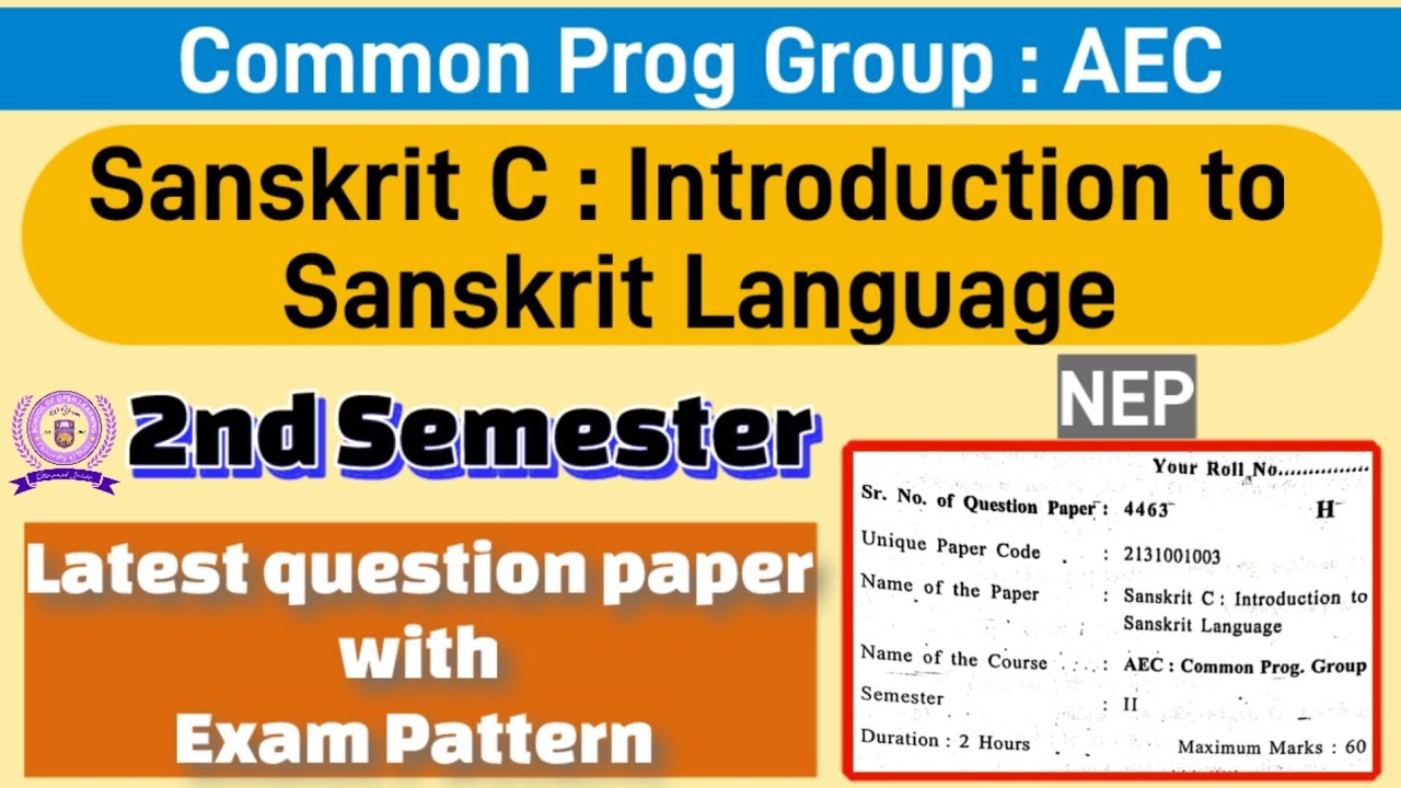 Sanskrit C : Introduction to Sanskrit Language AEC 2nd semester ...
