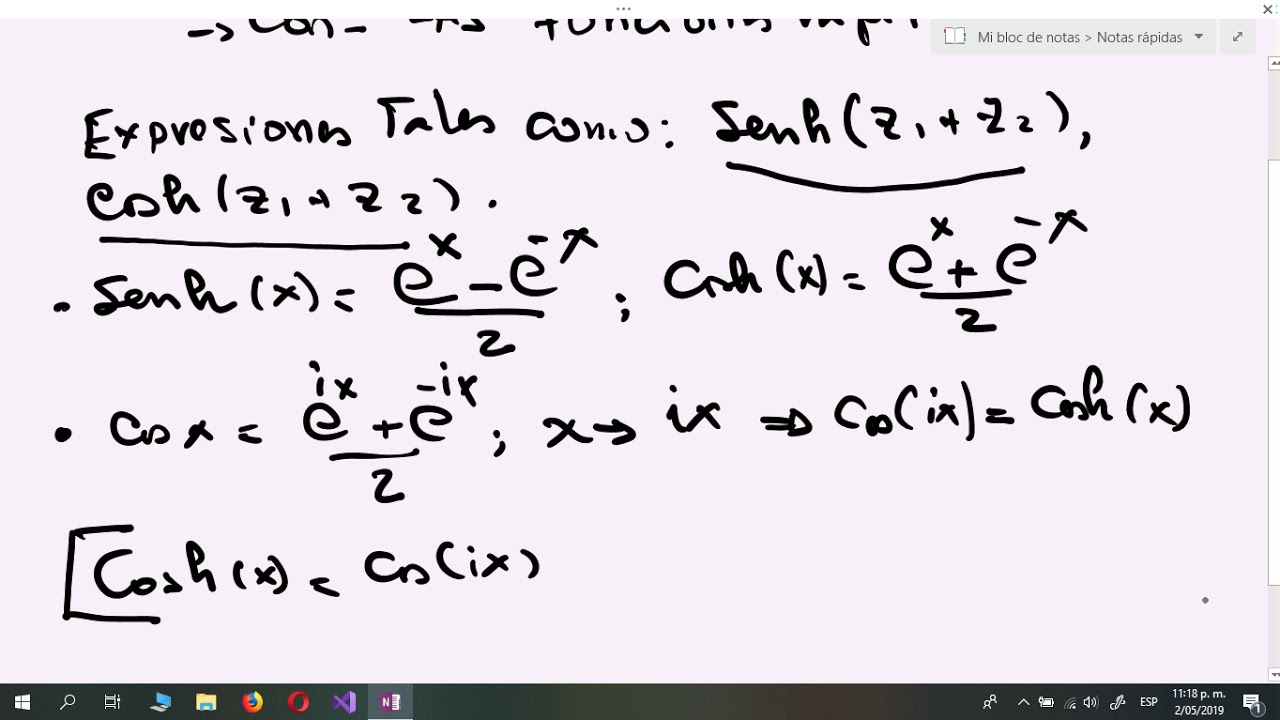 RELACION ENTRE IDENTIDADES DE EULER Y FUNCIONES HIPERBOLICAS - YouTube