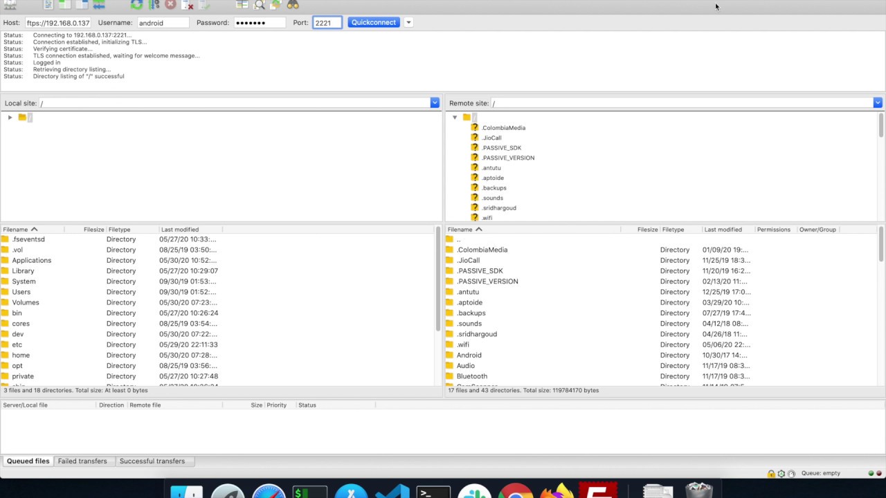 Use FTPS (FTP over SSL) with WiFi FTP Server and FileZilla client - YouTube