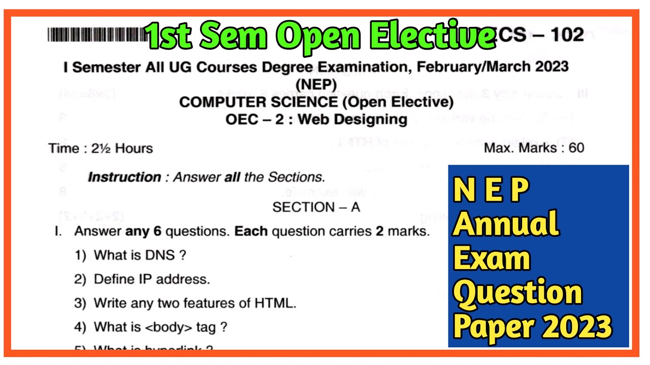 1st Sem Computer Science ( Web Designing ) Open Elective Course 2023 ...