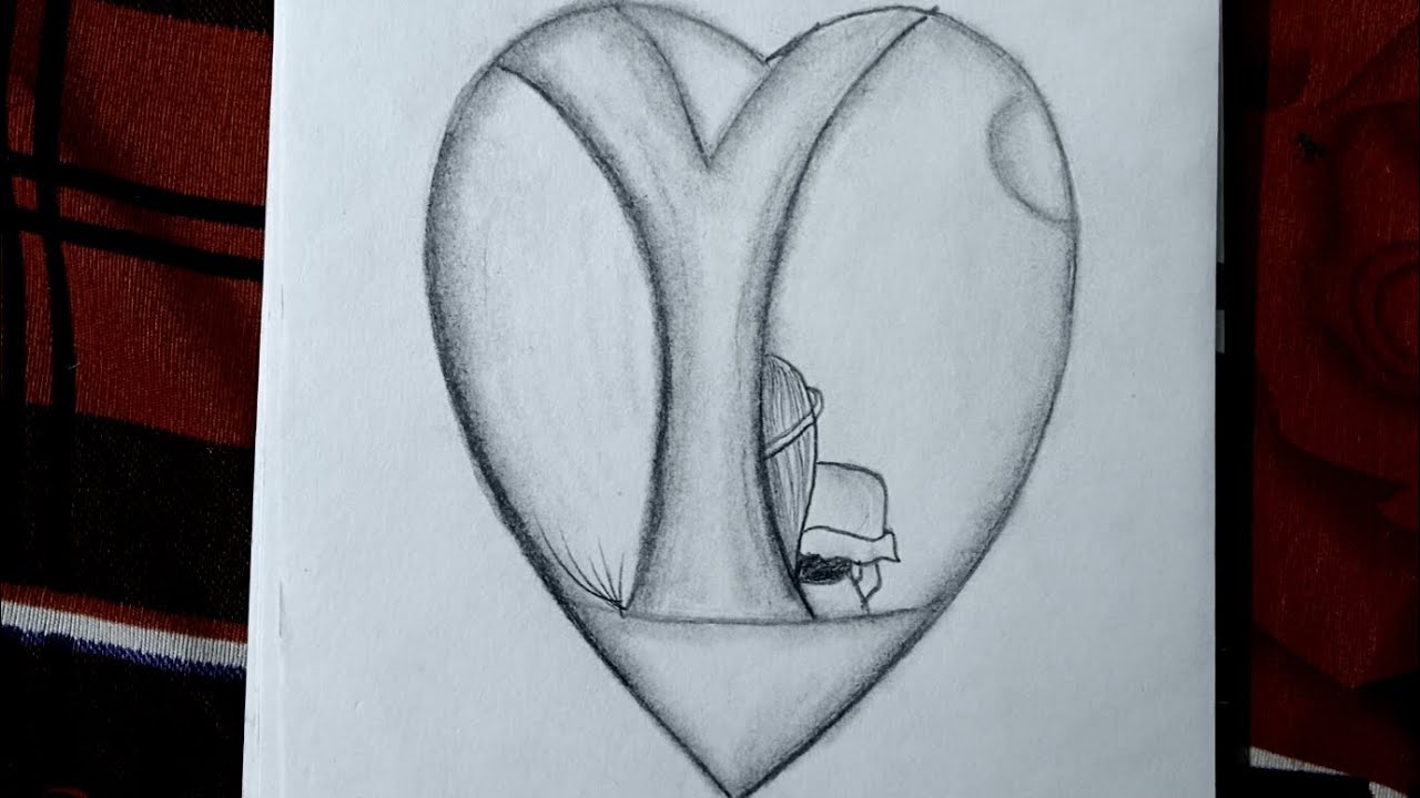 esay pencil drawing idea's how to draw girl with back and landscape ...