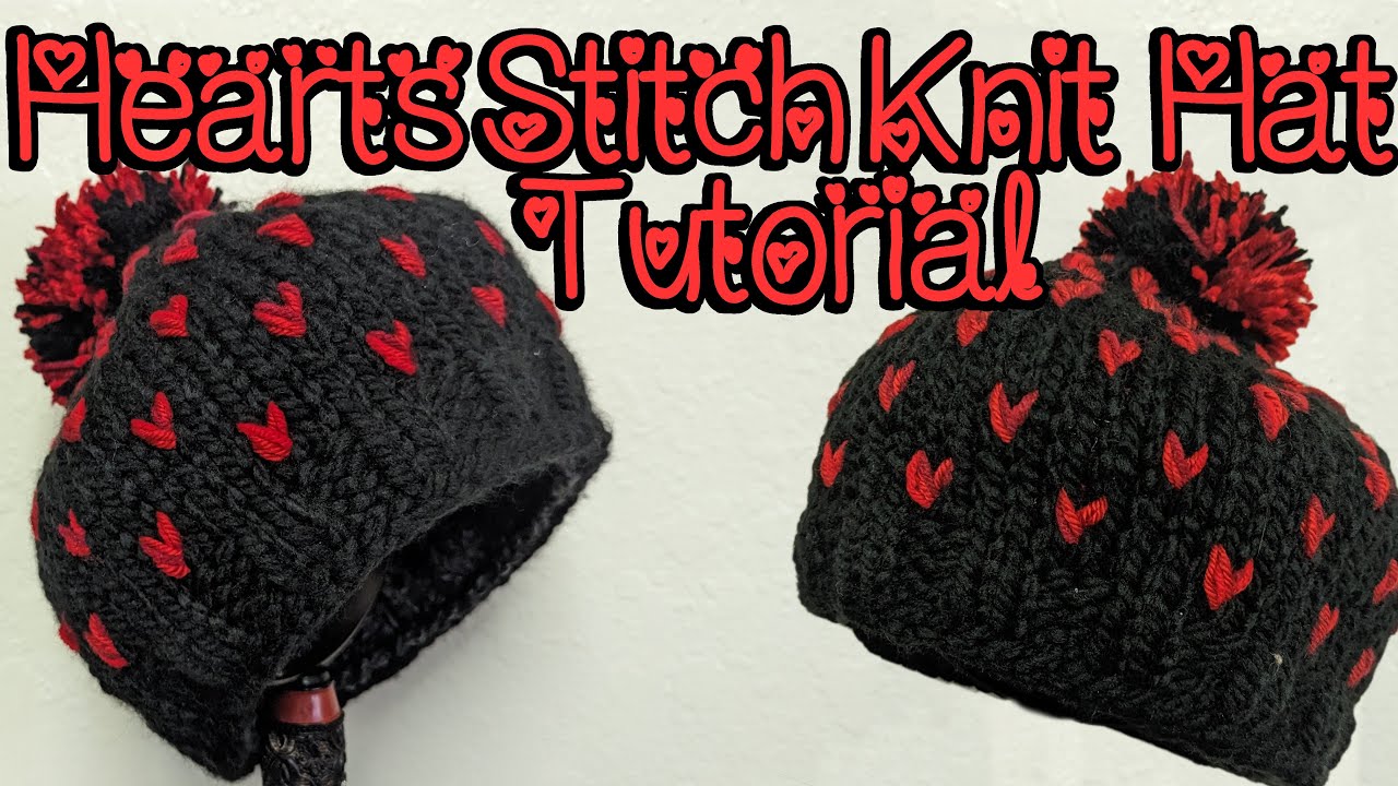 Knit Hearts Pattern Hat - YouTube
