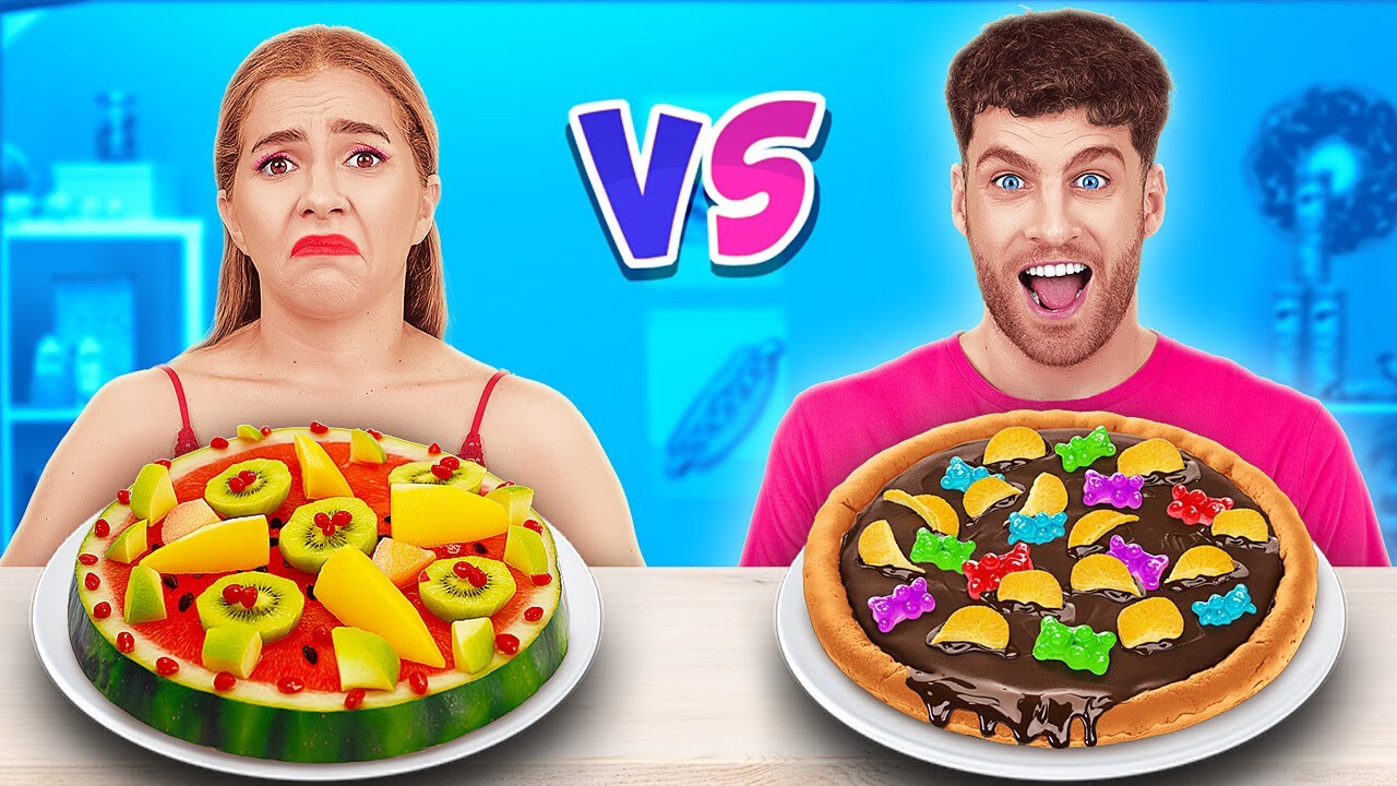HEALTHY VS JUNKY FOOD Challenge | Could You Cook What I Draw? By 123 GO ...