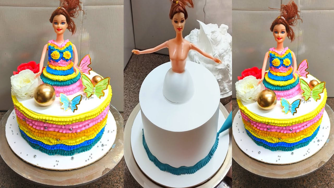 Best Barbie Doll Cake Design | Rainbow Colour Doll Cake | Barbie Doll ...