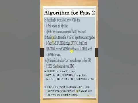 Algorithm for Pass 2 Assembler | Assembler| #systemsoftware #assemblylanguage #algorithm - YouTube