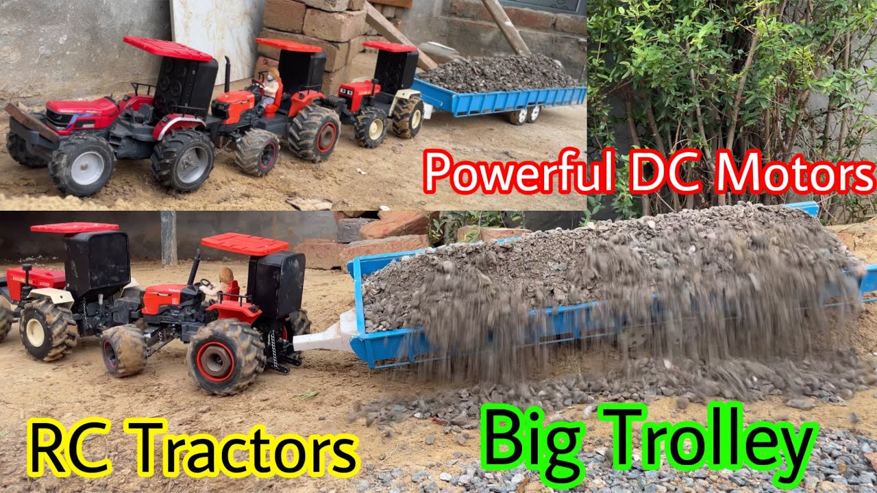 DIY Rc Mini Tractors with big Trolley very powerful DC Motor - YouTube