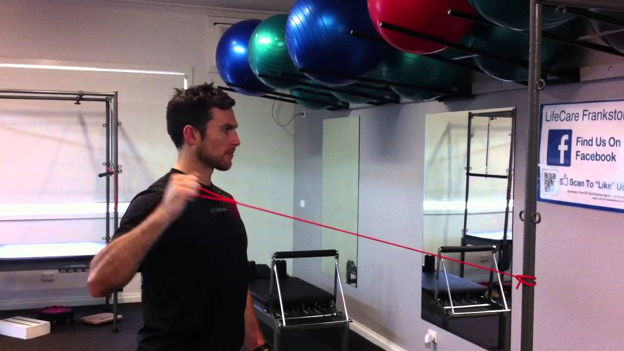 Shoulder exercises - external rotation at 45 degrees - YouTube