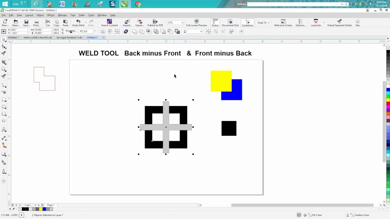 Corel Draw Tips & Tricks Weld Tool Front minus back and more - YouTube
