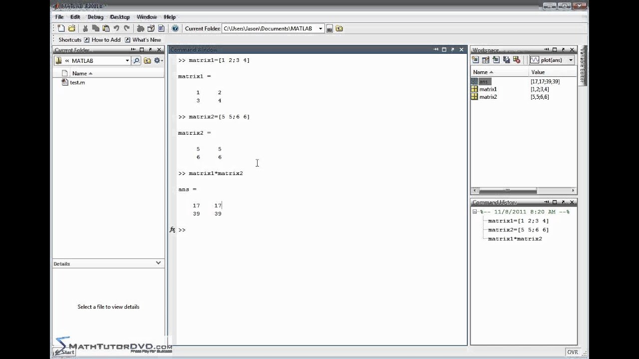 Matlab Sect 22 Multiplying Matrices - YouTube