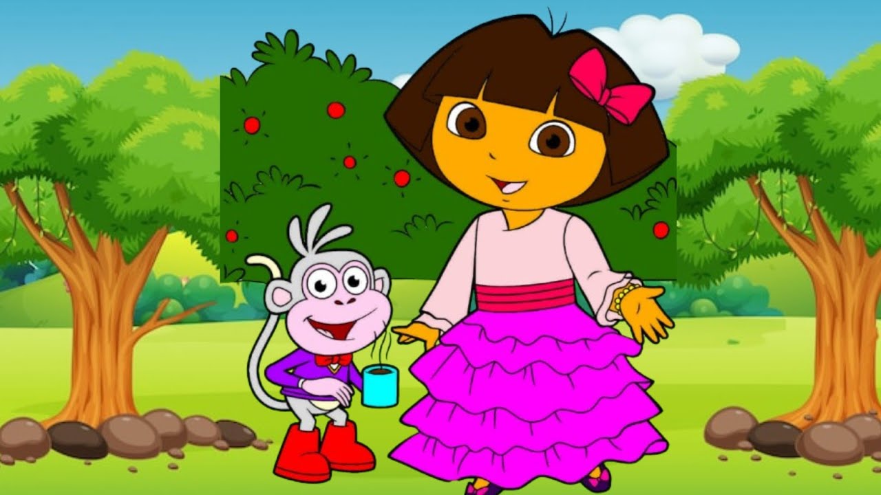 Cute Dora drawing | Dora coloring book - YouTube