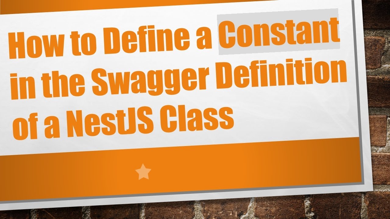 How to Define a Constant in the Swagger Definition of a NestJS Class ...