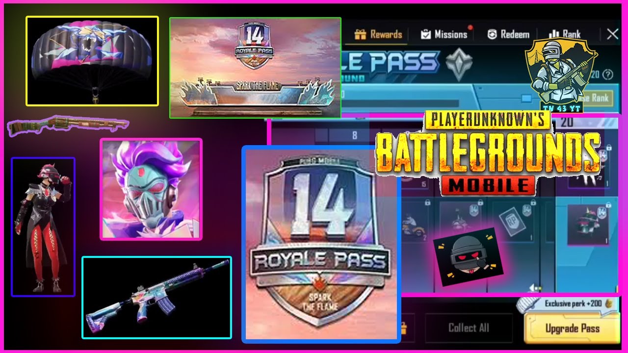 PUBG MOBILE || RP SEASON 14 FULL REWARDS 1-100 || TN 43 YT - YouTube