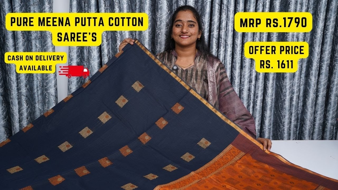 Pure Meena Putta Cotton Sarees , MRP Rs.1790, Offer Price Rs. 1611 ...