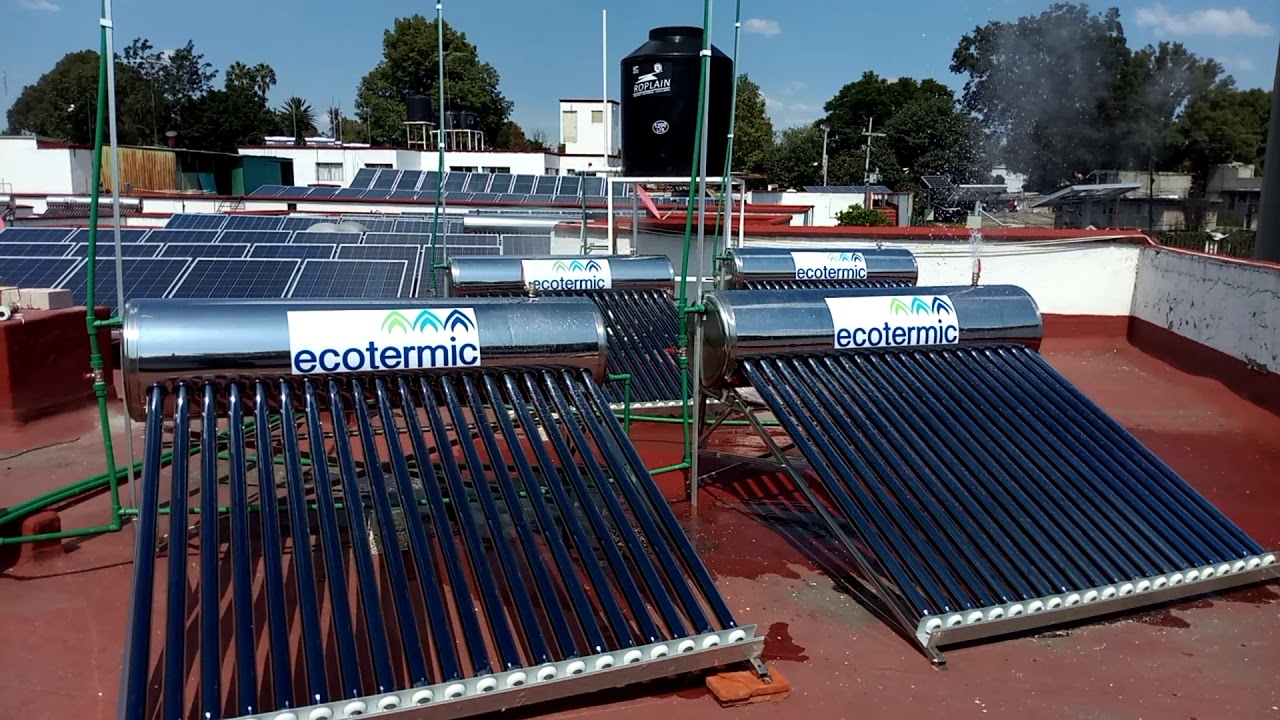 Calentador solar prueba de temperatura y purga Ecotermic - YouTube