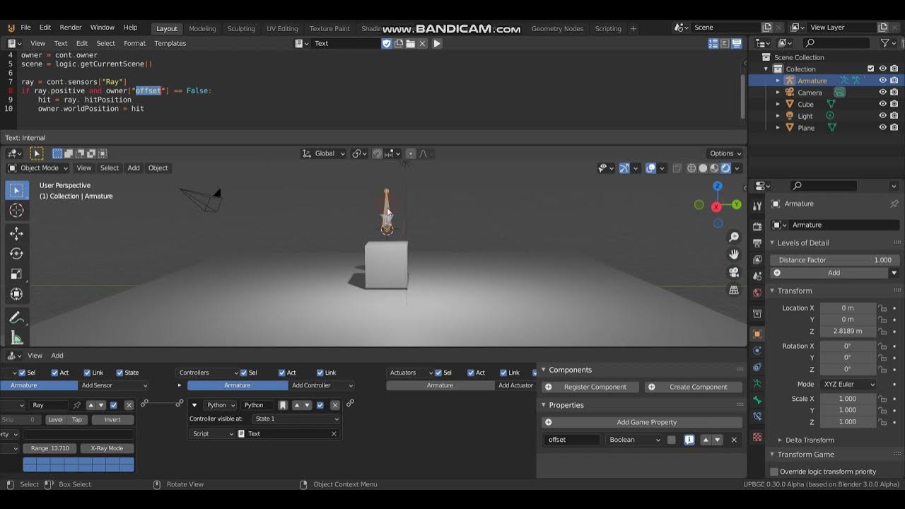 [UPBGE] Ray sensor +Basic python - YouTube