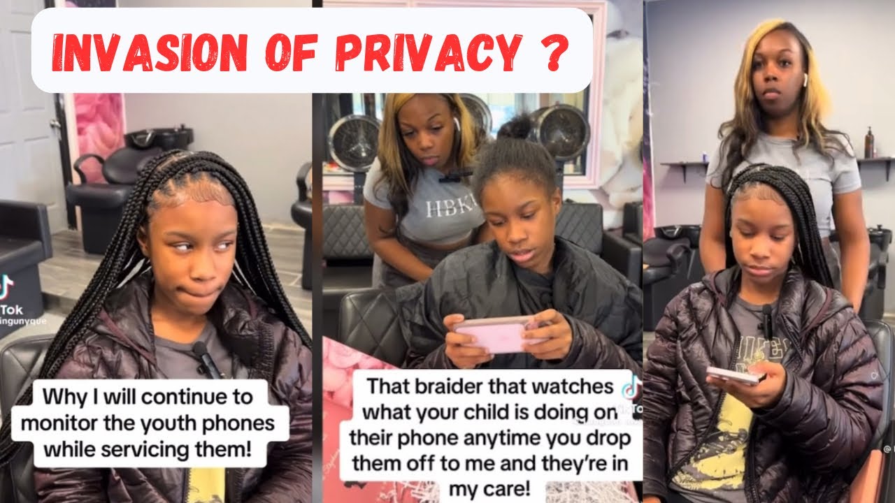 Stylist reading teens messages while styling hair faces backlash - YouTube