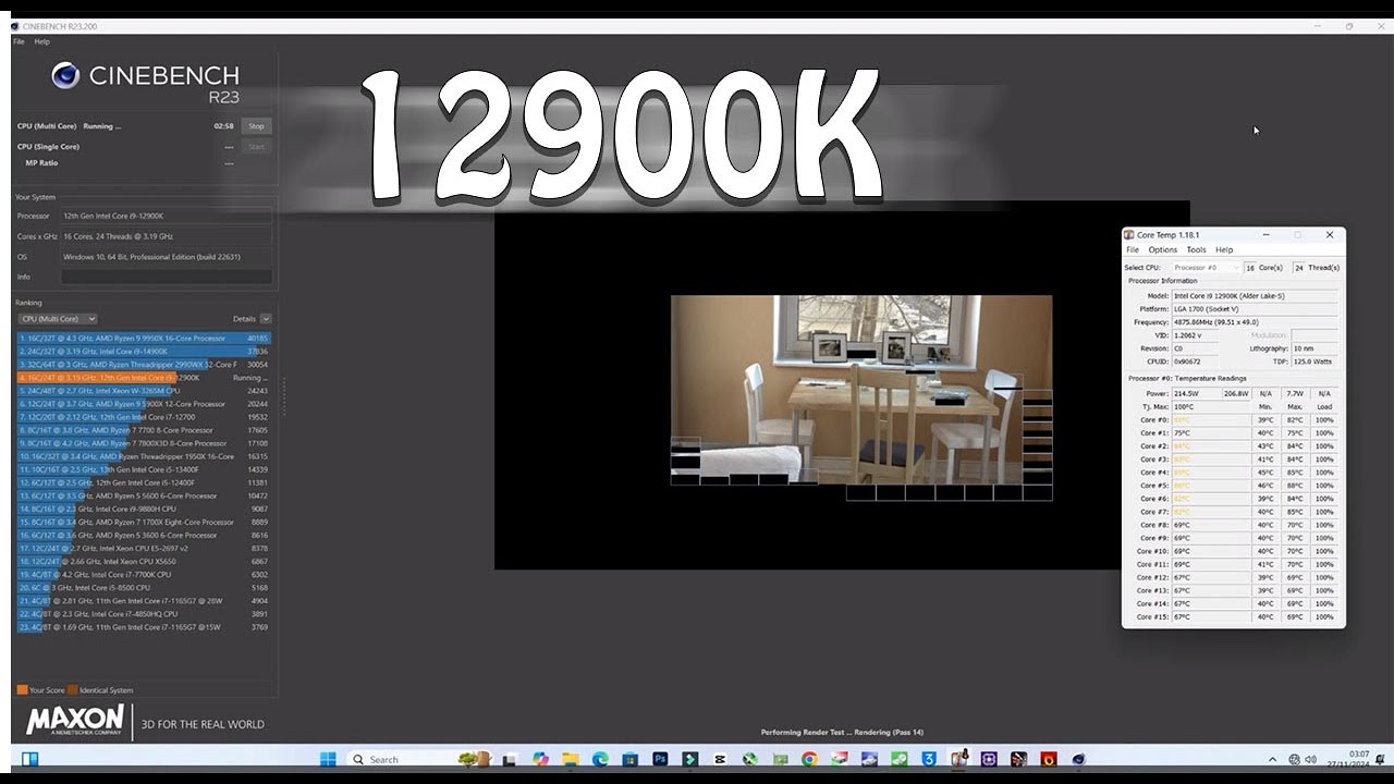 i9-12900k CINEBENCH R23 - YouTube