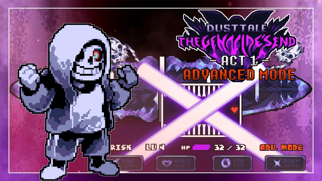 Dusttale The Genocide's End Act 1 - Advanced Mode Sans Battle - YouTube