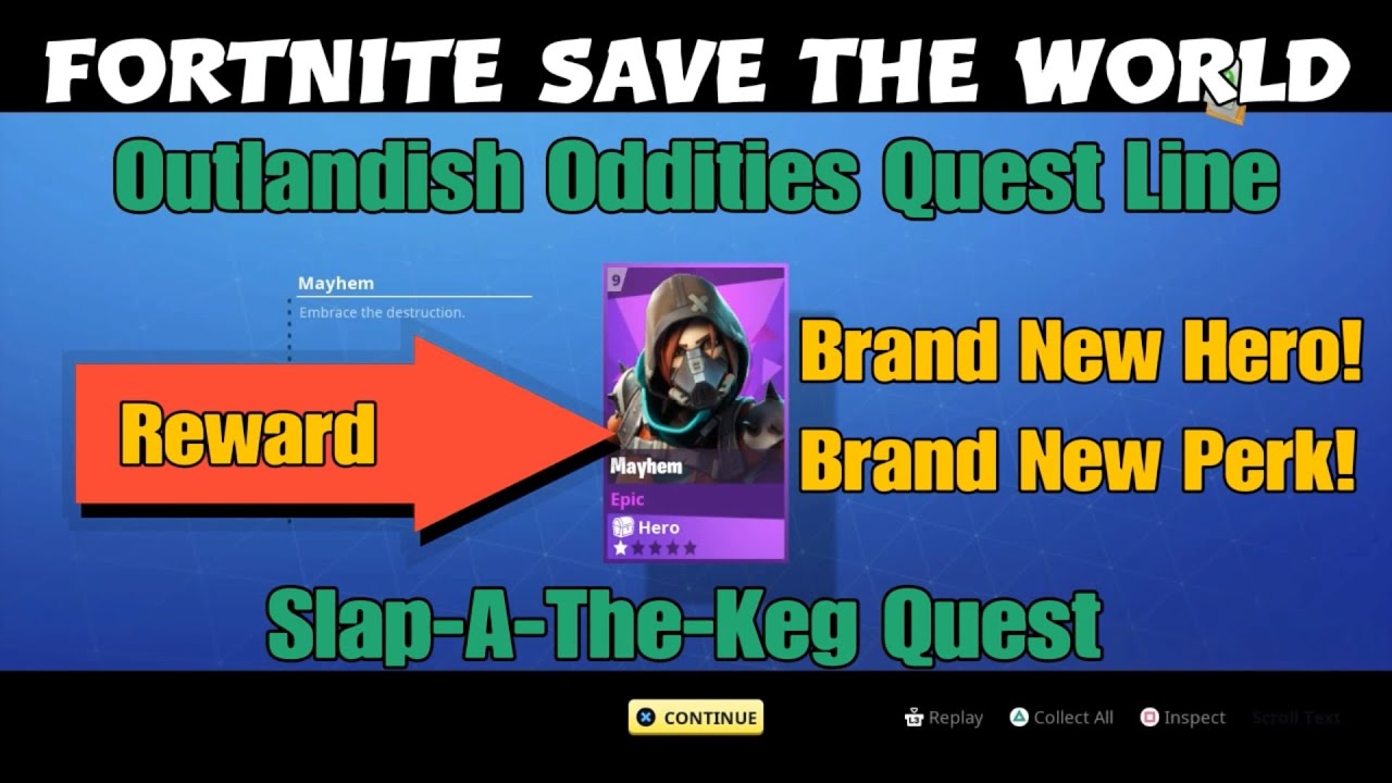 369) Fortnite Save The World - Outlandish Oddities Quest Line - Slap-A-The-Keg Quest -Reward ...