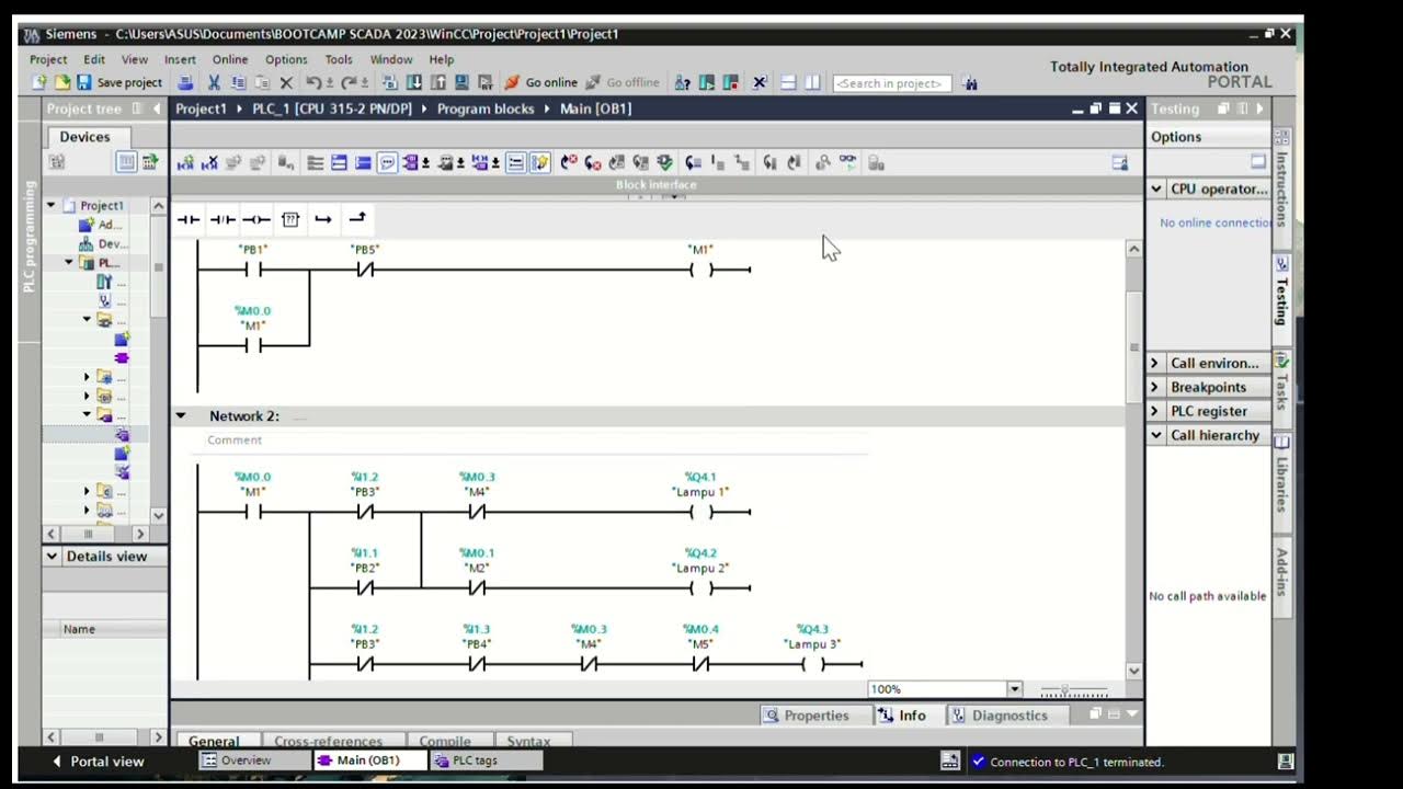 Tutorial PLC Siemens dengan TIA Portal: Mengontrol 5 Push Buttons dan 4 Kondisi - YouTube