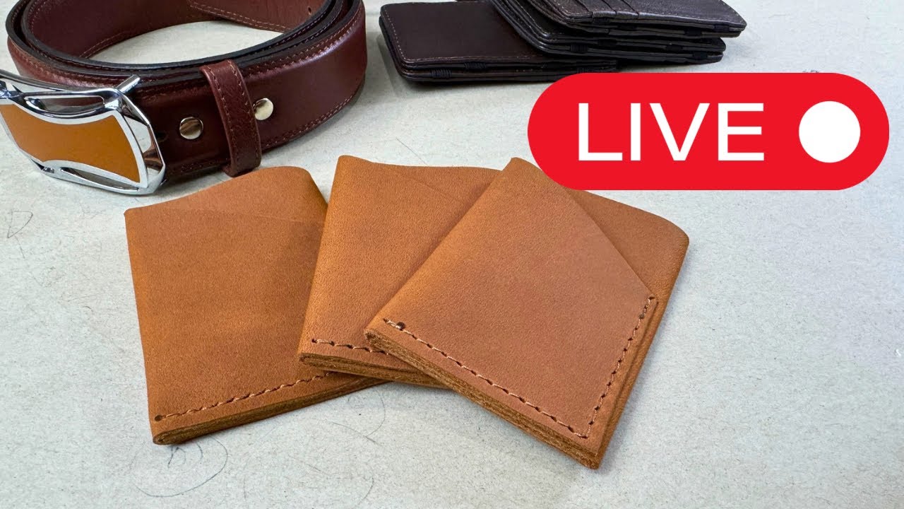 Tutoriales de cuero está en vivo Tarjetero minimalista a máquina - YouTube