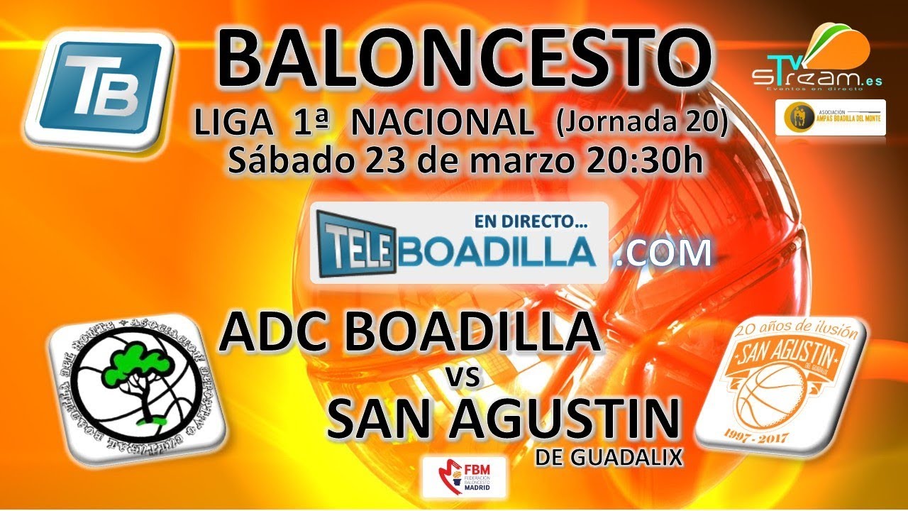 Liga 1ª Nacional Baloncesto. ADC BOADILLA VS SAN AGUSTÍN - YouTube