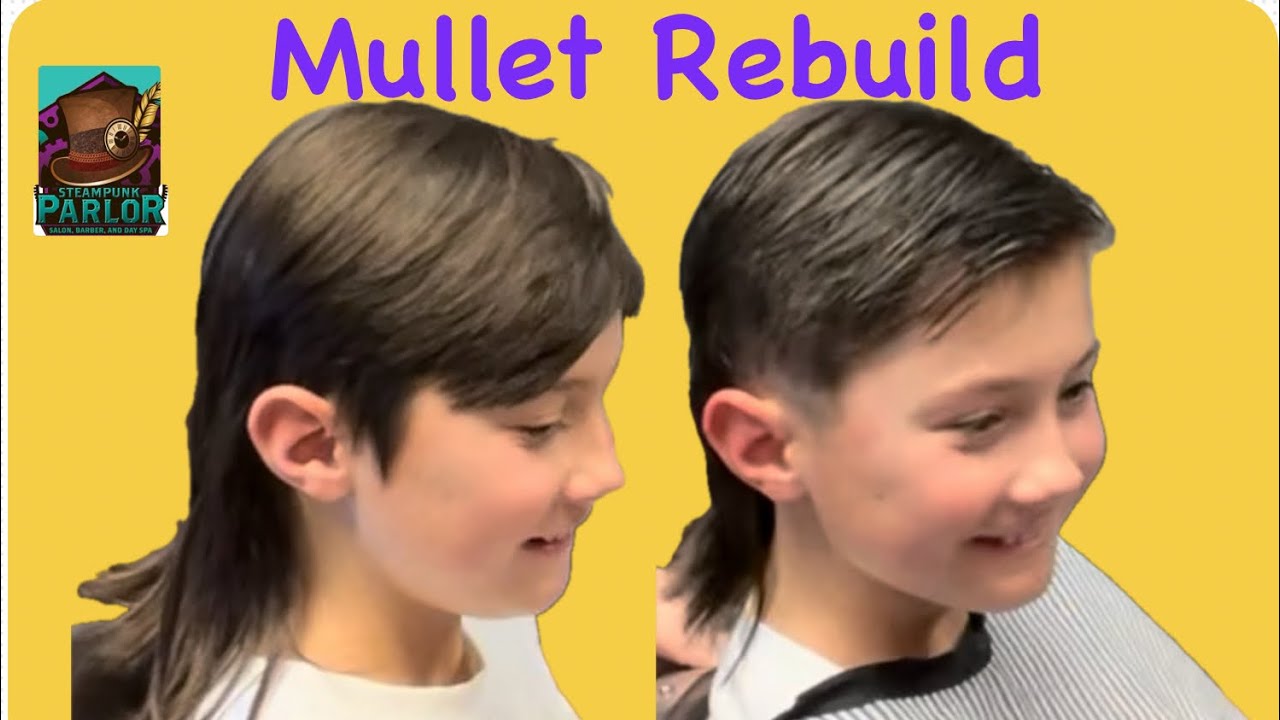 Mullet Repair & Rebuild over grown blunt mullet to faded shaggy mullet ...