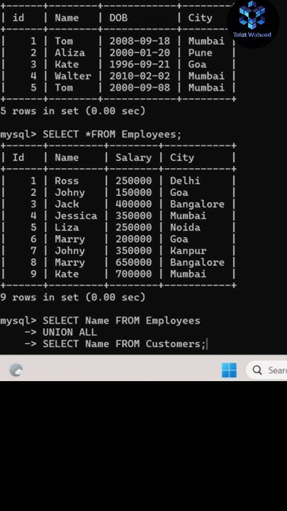 UNION ALL | How do you find DUPLICATE values in MySQL? | UNIONS in MySQL | Example #mysql # ...