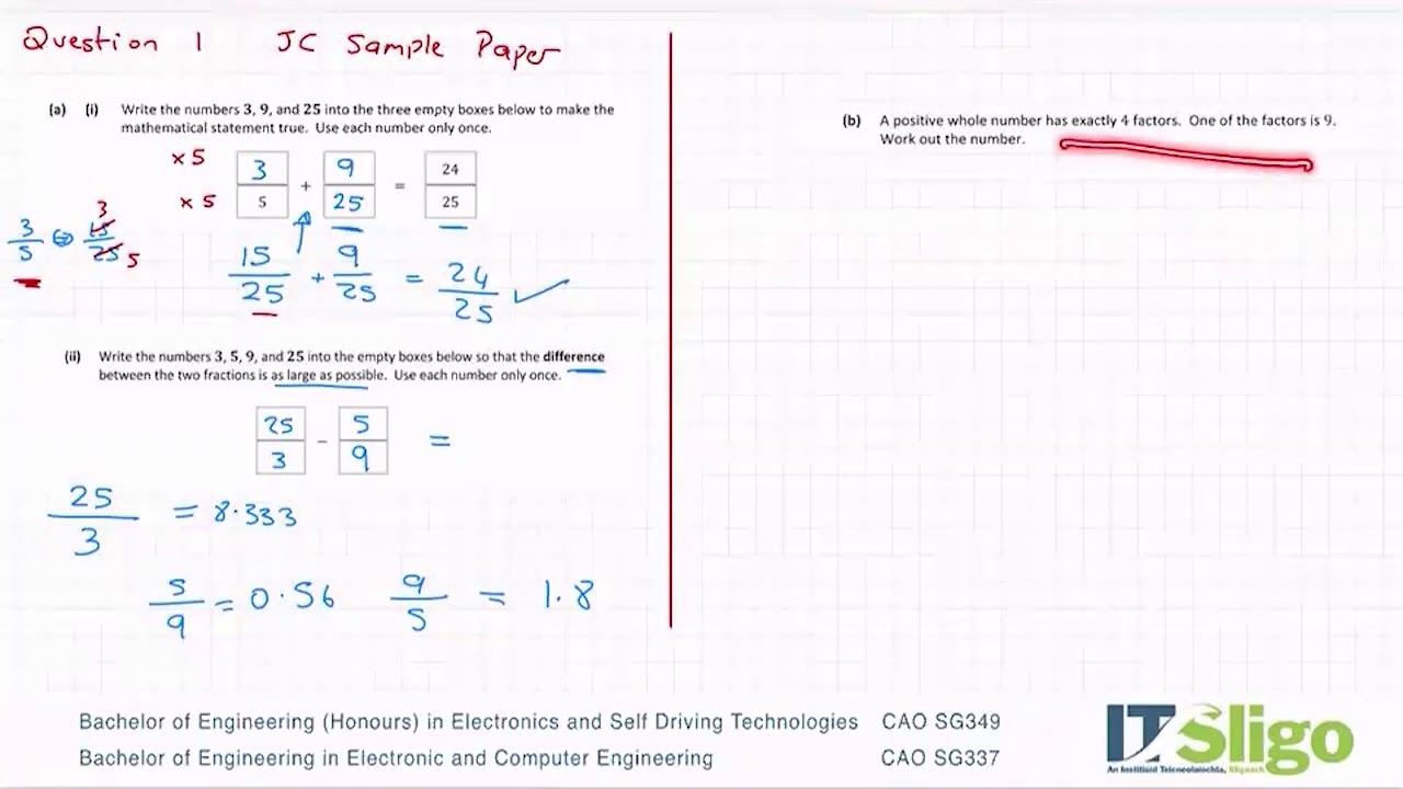New Junior Cycle Higher Level Maths Sample Paper 2021 Q1 - YouTube