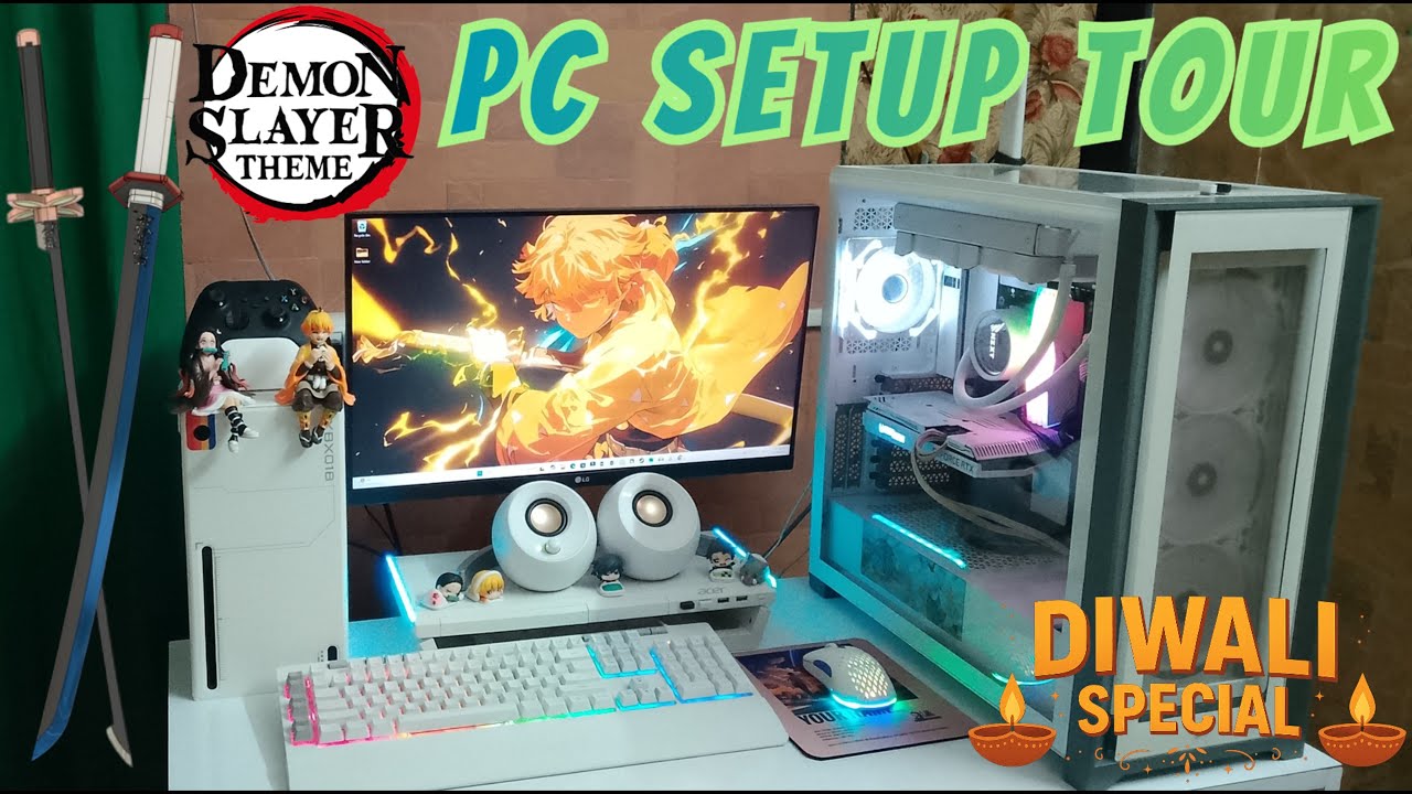 PC Setup Tour – Diwali Special, Demon Slayer Theme - YouTube