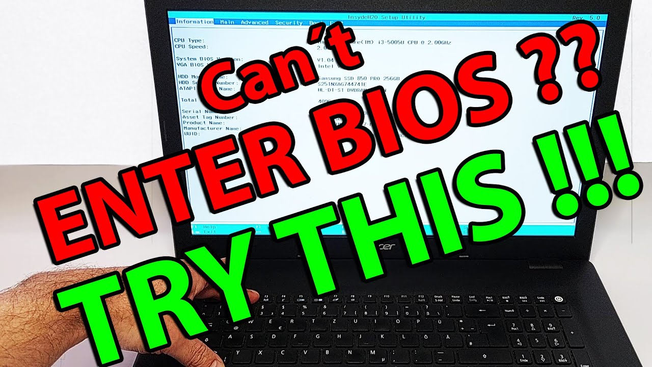 How to Enter & Access BIOS on ACER Laptops - Open BIOS if F2 key is Not ...