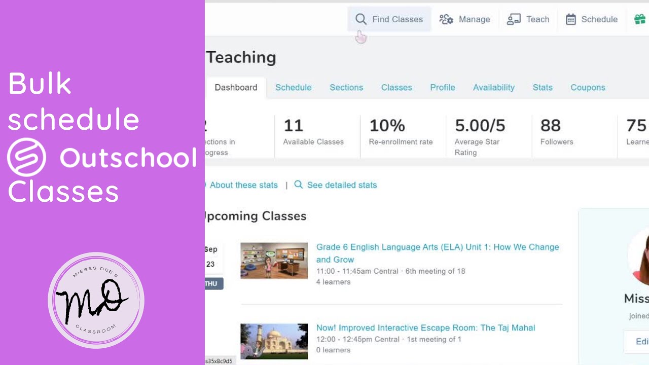 Outschool Tip: How to Bulk Schedule Outschool Classes - YouTube