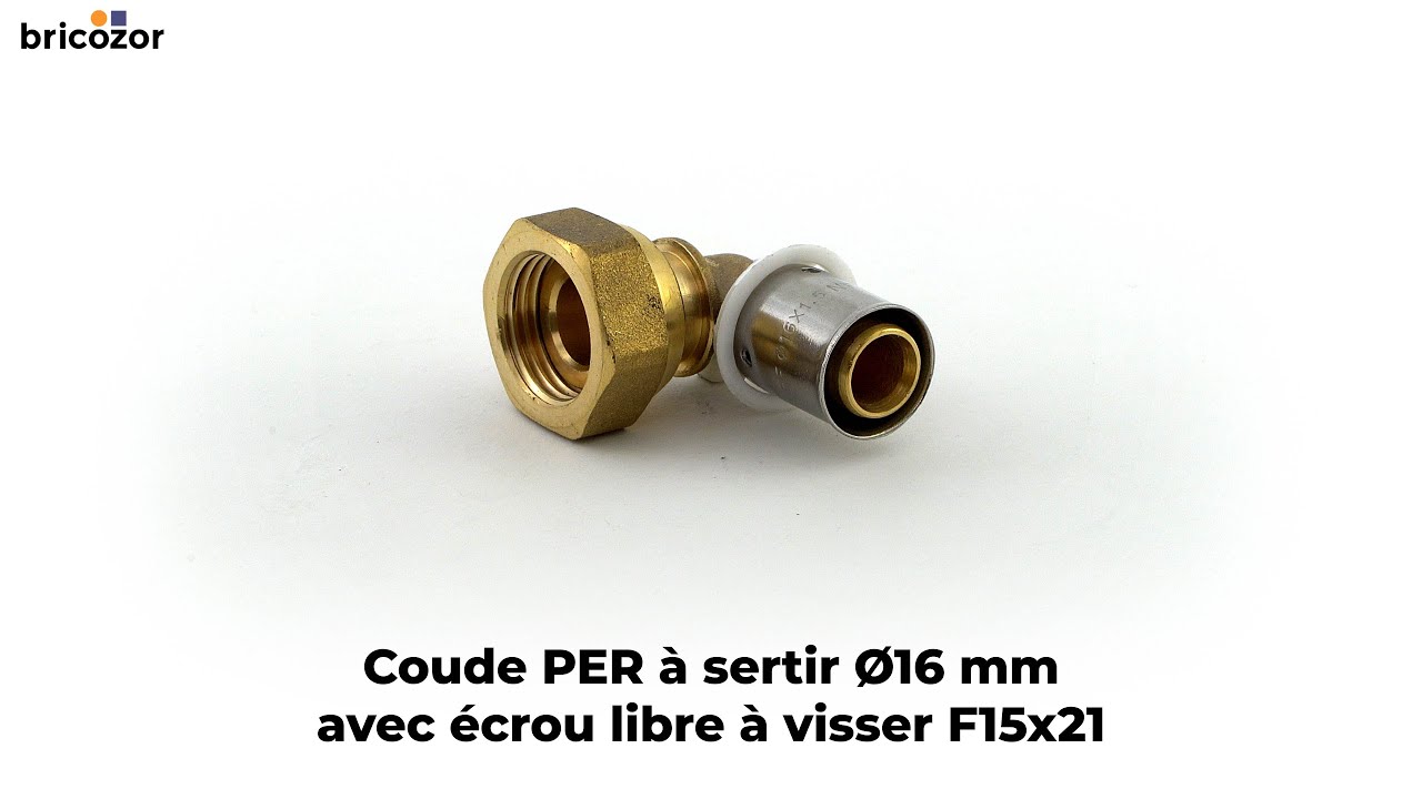 VIDÉO 360° - Coude PER à sertir Ø16 mm avec écrou libre à visser F15x21 ...