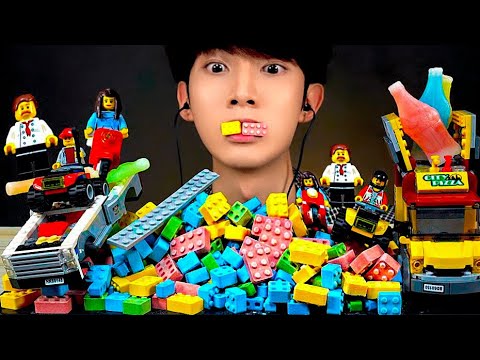 ASMR MUKBANG LEGO CANDY 이빨 부러질뻔! 레고 캔디 사탕 닉클립 먹방 NIK-L-NIPS WAX CRUNCHY ...