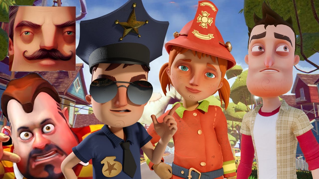 Hello Neighbor - My New Neighbor Mya Firefighter Aaron Cop Player Dark ...