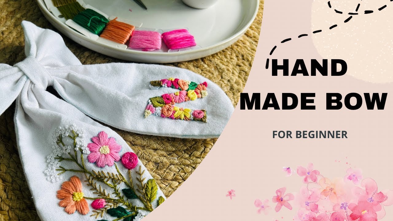 Diy hand embroider bow clip tutorial | learn how to make a beautiful ...