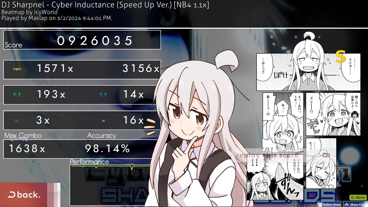 osu!mania - (5.64⭐️) Cyber Inductance (Speed Up Ver.) [NB4 1.1x] | 98.14% - YouTube