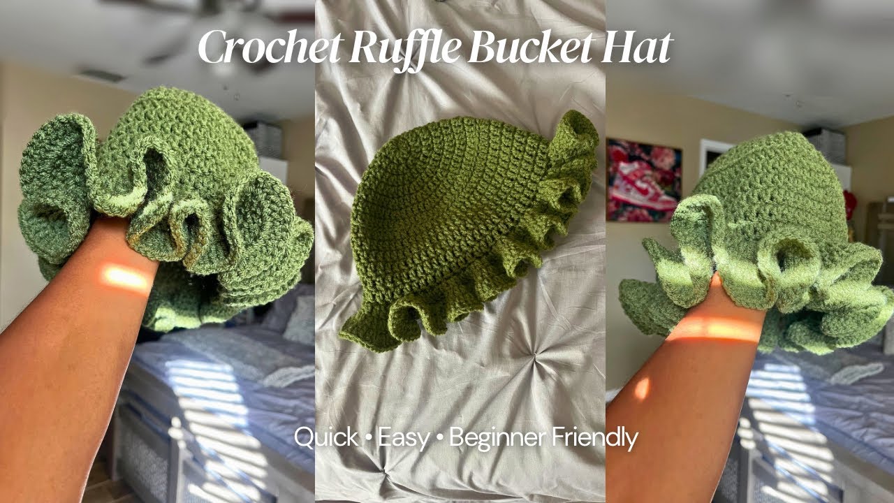 Crochet Ruffle Bucket Hat Tutorial - YouTube
