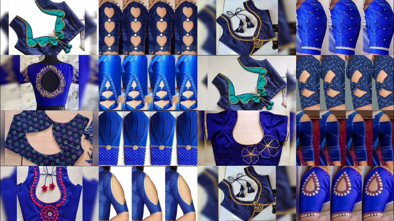 blue colour blouse design and sleeves design || model blouse design ...