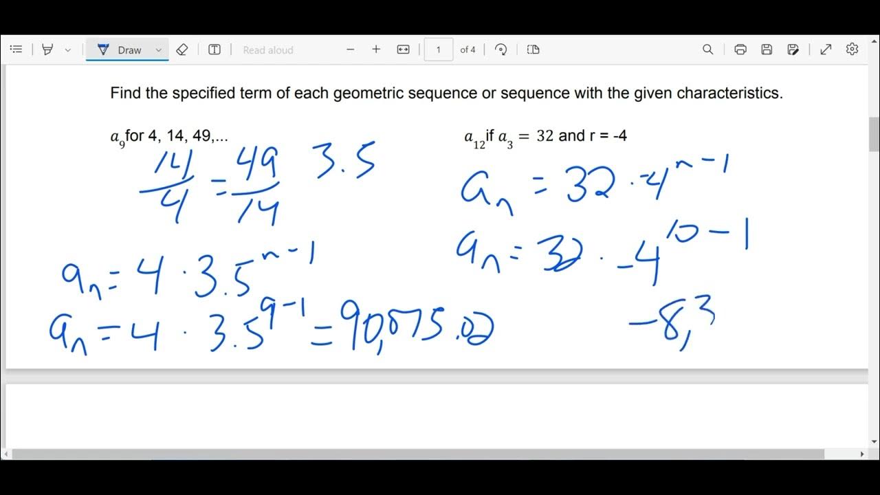 Precalculus 10.3 Geometric Sequences and Series - YouTube