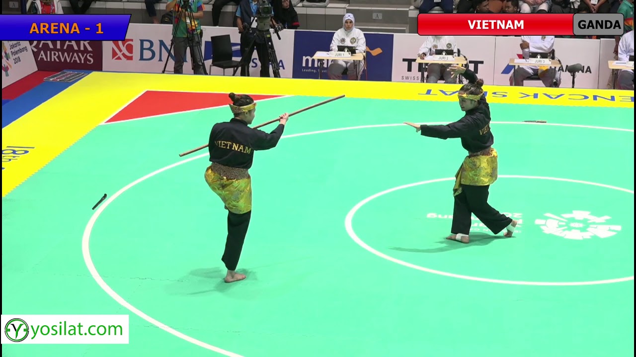Pencak Silat Artistic Female Doubles Vietnam Finals | 18th Asian Games ...