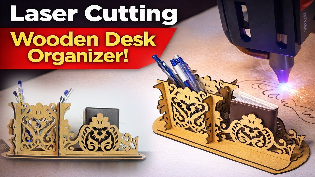 Laser Cut MDF Pencil Holder | Wooden Desk Organizer | DIY Pen Box ...