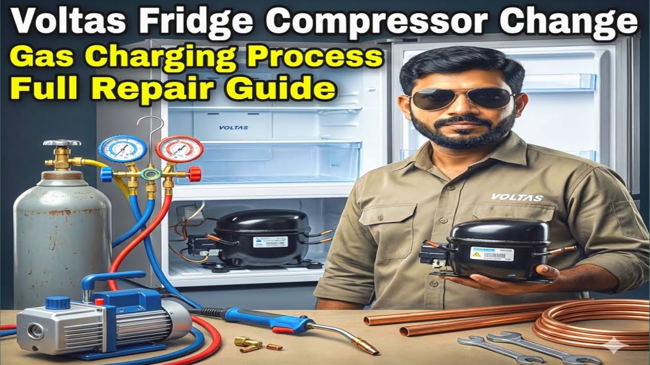 Voltas Fridge Compressor Change | Gas Charging Process | Full Repair ...